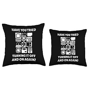 Technical Support Information computer repairing G have you Tried Turning it Off and on Again Tech Support Throw Pillow, 18x18, Multicolor
