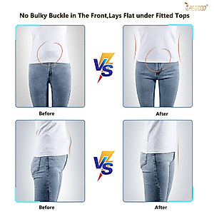 JASGOOD No Show Women Stretch Belt Invisible Elastic Web Strap Belt with Flat Buckle for Jeans Pants Dresses