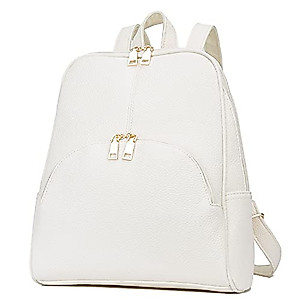 KKXIU Women Backpack Purse Casual daypacks for ladies Synthetic Leather Shoulder Bag (Medium, Cream White)