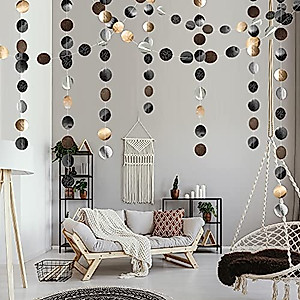 Glitter Black Silver Champagne Gold Circle Garlands for Birthday Party Decorations Hanging Garlands Streamer Banner Backdrop for Bday Wedding Bachelorette Baby Shower New Year Graduation
