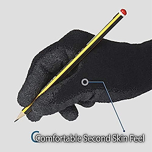 DEX FIT NR450 Warm Fleece Work Gloves, Comfortable and Stretchy Fit, Firm Grip, Thin & Lightweight, Durable Water-Based Nitrile Rubber Coated, Machine Washable; Black 8 (M) 3 Pairs