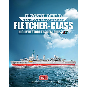 dOvOb Military Fletcher-class Destroyer Model Building Blocks Kit, 1338 Pieces Bricks, STEM Toys for Kits or Adult