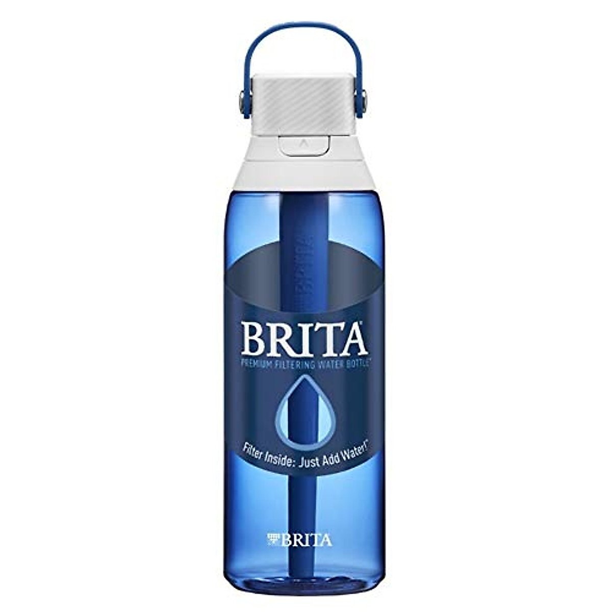 Brita Insulated Filtered Water Bottle with Straw, Reusable, BPA Free Plastic, Sapphire, 26 Ounce