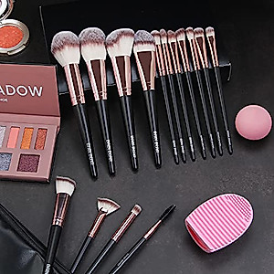 15 PCs Makeup Brushes, BABI BEAR Makeup Brush Set Professional Premium Synthetic Make Up Brushes for Blending Powder Blush Concealers Eyeshadow Foundation Brush with Travel Makeup Bag