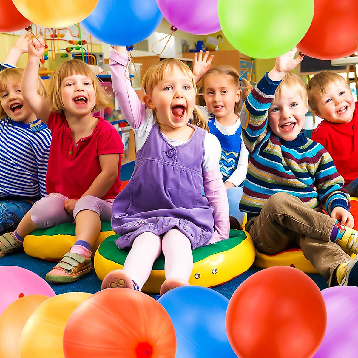 RUBFAC 36 Punch Balloons Punching Balloon Heavy Duty Party Favors For Kids, Bounce Balloons with Rubber Band Handle for Birthday Party