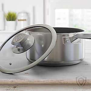 DALSTRONG Non Stick Stockpot - 3 QT - The Oberon Series - ETERNA NonStick Pan Coating - 3-Ply Aluminum Core Cookware - Silver Cooking Pots and Pans - w/Lid & Pot Protector