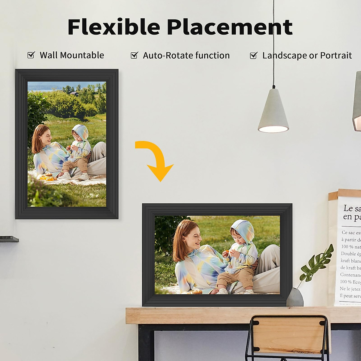 SAIWAN 10.1 Inch Smart WiFi Digital Picture Frame 1280x800 IPS Touch Screen Digital Photo Frame, Auto-Rotate, Built in 32GB Memory, Share Moments Instantly via Free App or Email from Anywhere