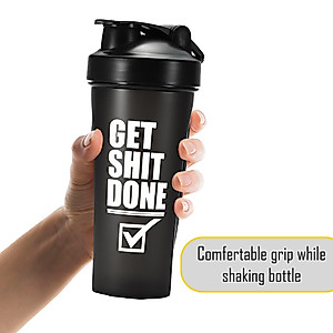 Protein Shaker Bottle Perfect for Shakes and Pre Workout, 28-Ounce, Black, Durable For Mixing, With Stainless Steel Whisk ball, BPA Free Mixing Bottle