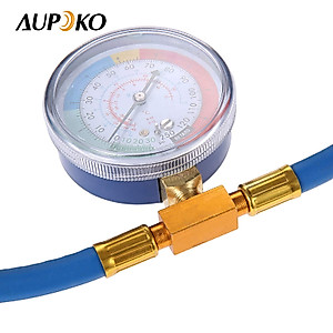 Aupoko R134A Car AC Refrigerant Charge Hose, AC Charge Hose with Gauge, R134A Can Tap Valve, R134A Quick Couple, Low Pressure Gauge and 59'' Recharge Hose