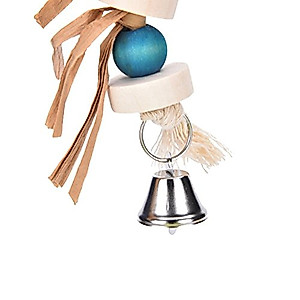 Hypeety Parrot Pet Bird Chew Toy Wooden Straw with Bell Cage Swing Toys Cage Hanging Accessory