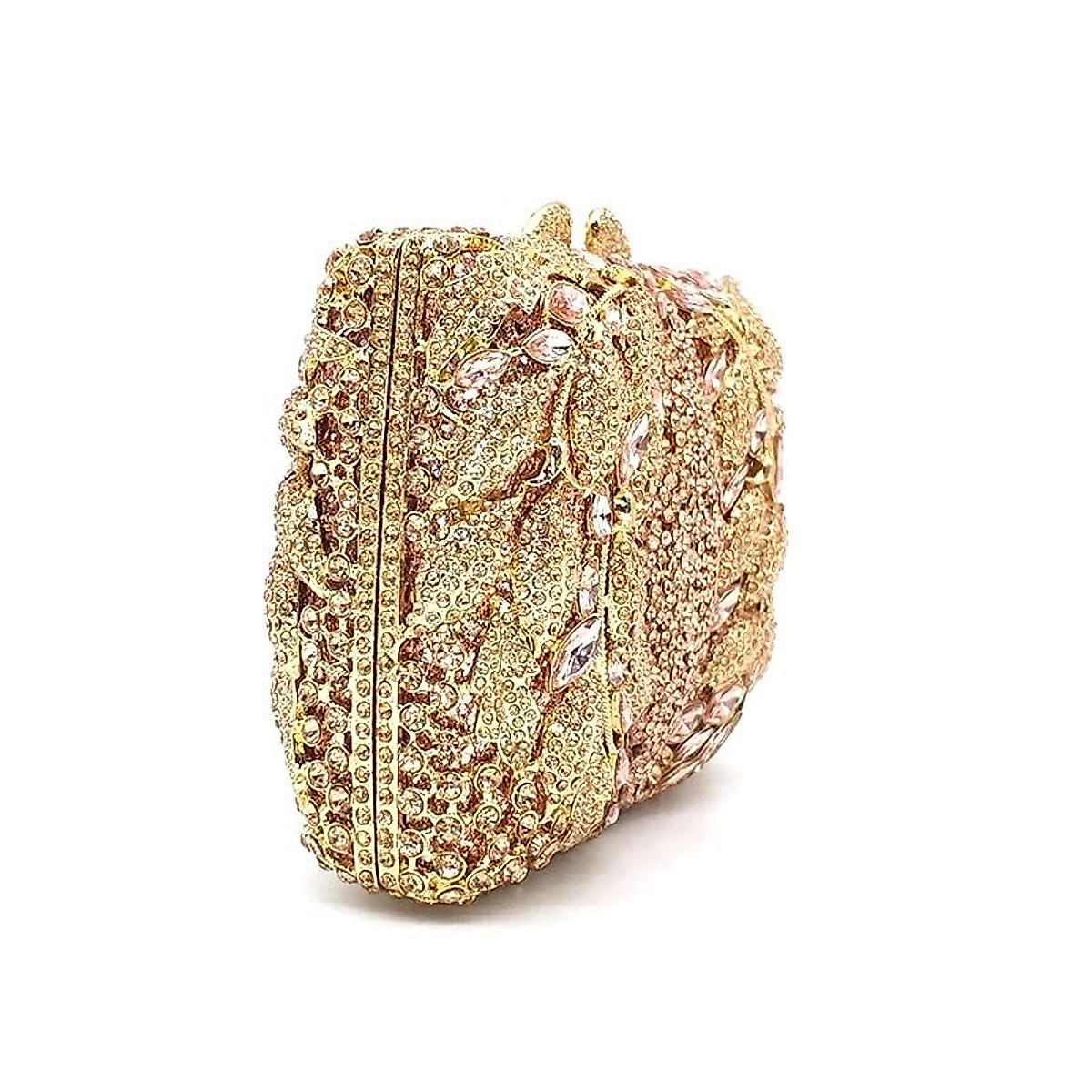 ZLXDP Women Evening Party Bag Clutches Bridal Wedding Party Heart Purses Leaves Crystal Purses