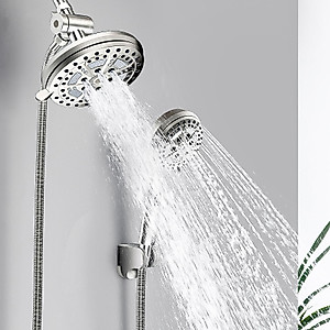 Shower Head With Handheld Combo, 7 Inch High Pressure Rainfall Showerhead With Hand Held 60 Inch Hose for Bath - One Click for High Pressure/Trickle Mode handheld Anti-leak Nozzles - Universal Fit