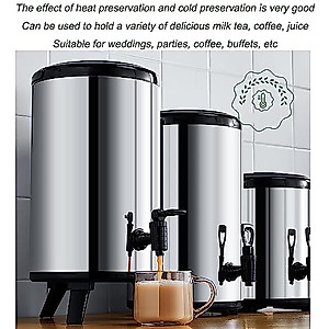 Insulated Beverage Cold Drink Dispenser, Stainless Steel Heat Insulation Barrel Kitchen Milk Tea Equipment with Faucet for Brewing Party Buffet Commercial,18L