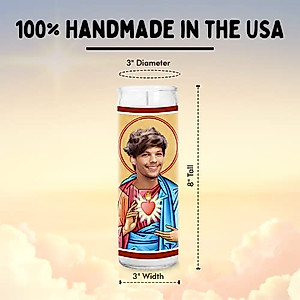 Louis Celebrity Prayer Candle - Funny Saint Candle - 8-inch Glass Prayer Pop Culture Votive - Handmade in USA - Funny Celeb Novelty Best Music Gift