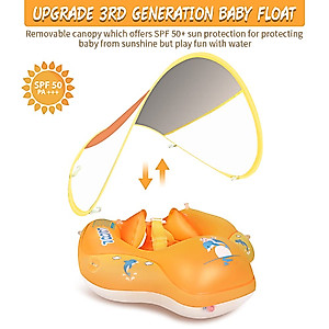 LAYCOL Baby Swimming Float with UPF50+ Sun Canopy Baby Floats for Pool No Flip Overbaby Pool for Baby Age of 3-36 Months