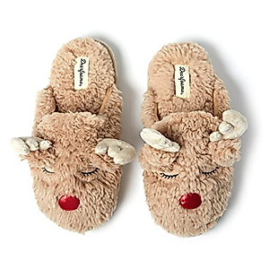 Dearfoams Women's Shay Giftable Holiday Themed Novelty Scuff Slipper, Reindeer, Large
