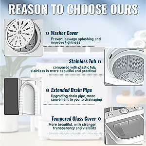 Pataku Portable Washing Machine, 21.6 Lbs Compact Mini Washer and Dryer Combo, Twin Tub Laundry Washer with Spin Cycle, Soaking Function Ideal for Apartment, Dorms, RVs, Camping, Grey