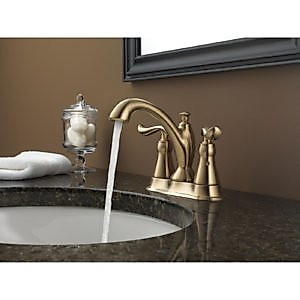 Delta Faucet Linden Gold Bathroom Faucet, Centerset Bathroom Faucet, Diamond Seal Technology, Metal Drain Assembly, Champagne Bronze 2594-CZMPU-DST