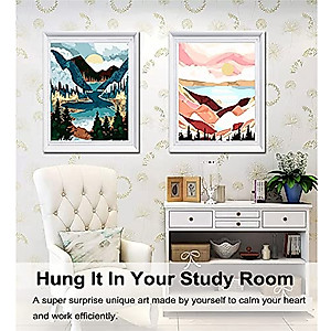 Paint by Numbers for Adults Beginners and Kids,12" Wx16 L BAISITE 2 Pack Canvas Pictures Drawing Paintwork with 8 Pcs Wooden Paintbrushes,Acrylic Pigment-1112