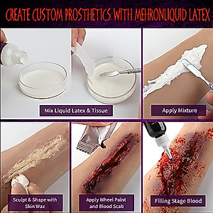 Liquid Latex Makeup Kit - White & Flesh, Blood Spray, Dripping & Gel Blood, Zombie Makeup for Wounds