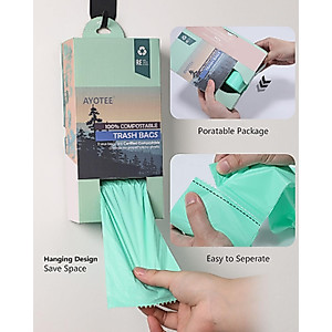 AYOTEE 100% Compostable Trash Bags, Small Compost Bags 1.3 Gallon, Small Trash Bags Compostable Bags for Kitchen Compost Bin 4.5-5 Liter, Meeting ASTM Standards Certified 125 Count