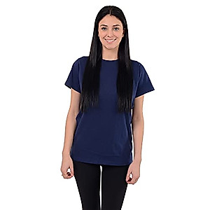 Post Surgery Recovery Tshirt Snap Open Tearaway Shirt (2XL, Navy/Women)