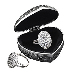 925 Sterling Silver Bella Swan's Wedding Ring ~ inlaid CZ/Moissanite diamonds ~ Twilight Bella Swan's Micro Pavé engagement ring ~ With Heart Shape Metal Box ✬✬✬By Fantasy World✬✬✬, Metal, Moissanite