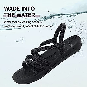 MEGNYA Comfortable Hiking Sandals for Womens, Casual Arch Support Walking Slide for Shock Absorber, Lightweight Wadable Beach Sandals for Vacation, Hanging Out Black Size 8