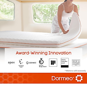 Dormeo RV Short Queen Mattress Topper - Octaspring Technology - Queen Mattress Bed Topper, Cooling Mattress Topper - 3 Inch Mattress Topper - White, Waterproof, Medium Firmness