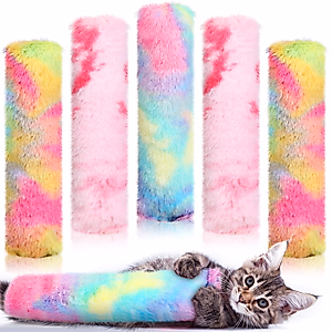Civaner 6 Pcs Catnip Toys Interactive Cat Kicker Toy Plush Fabric Cat Kick Toy Sticks Chasing Chewing Exercising Catnip Filled Cat Toys Cat Chew Toy for Puppy Kitty (Candy Color, 10.6 Inch)