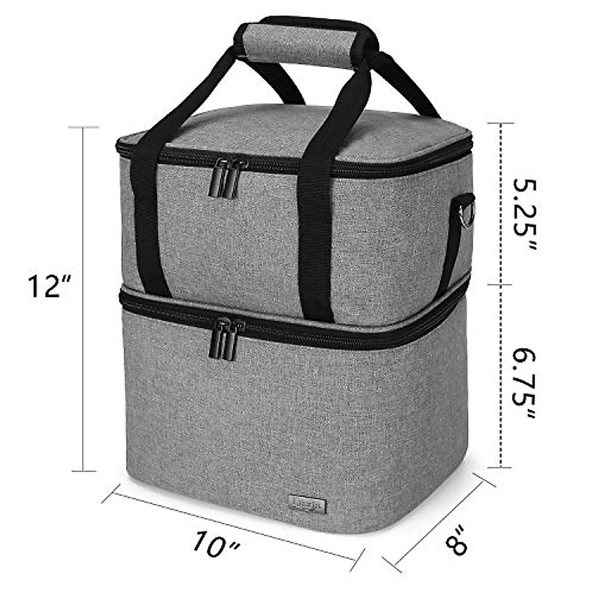Luxja Breast Pump Bag with 2 Insulated Compartments for Breast Pump and Cooler Bag, Pumping Bag for Working Mothers (Fits Most Major Breast Pump), Gray