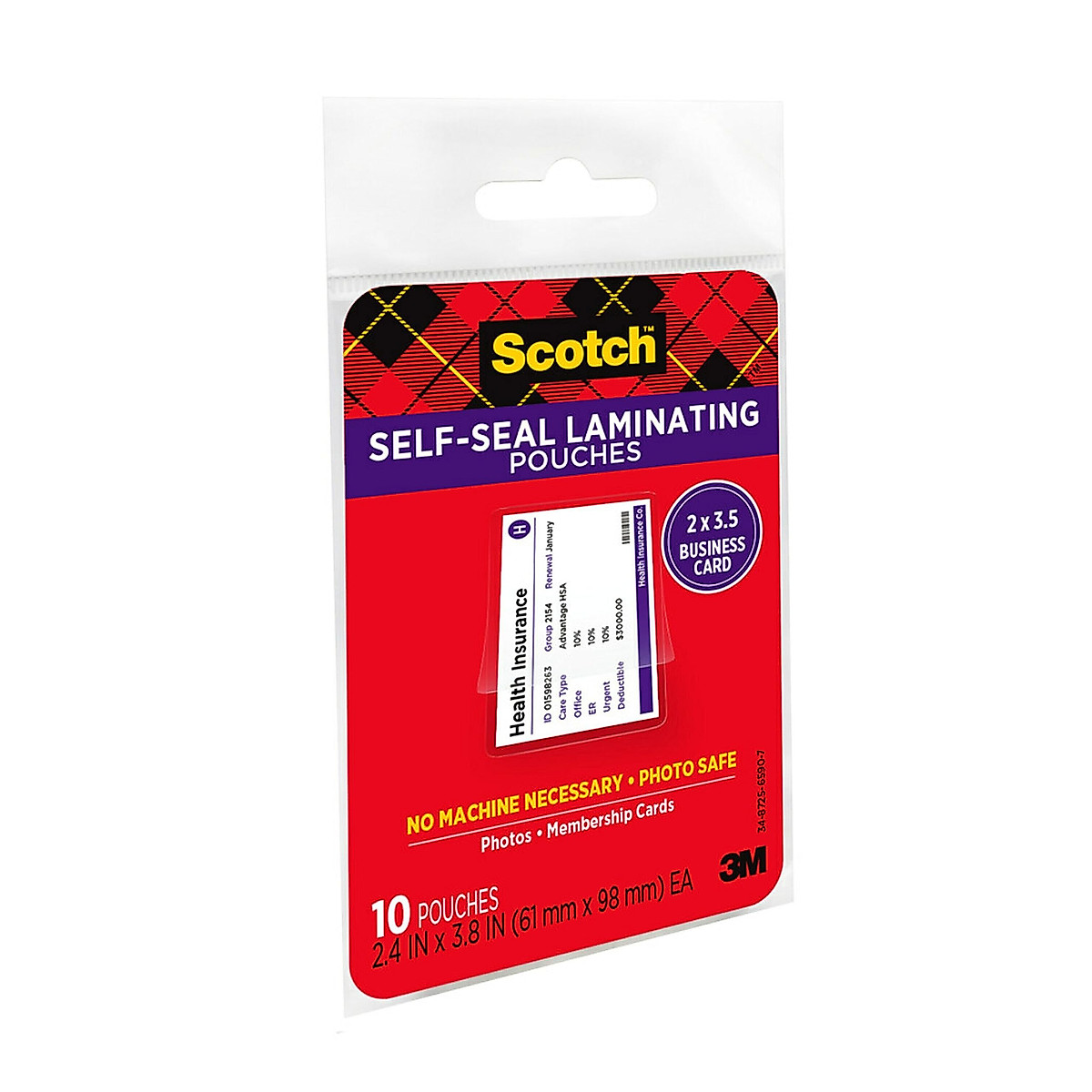 Scotch Self-Sealing Laminating Pouches, 25 Pack, Business Card size (LS851G)