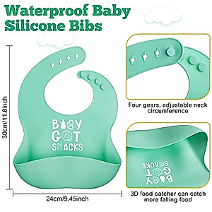 Hoosige 6 Pcs Funny Silicone Baby Bibs for Baby Girls, Waterproof Baby Silicone Bibs for Toddlers 1-3, Cute Newborn Bibs Adjustable Baby Feeding Bibs with Pouch for Girls Baby Shower Gifts, 6 Design