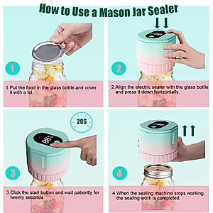 Everjar - Mason Jar Vacuum, Electric Mason Jar Vacuum Sealing Kit, 2 in 1Fully Automatic Suction Stop Food Storage Vacuum Sealer for Wide Mouth and Regular Mouth Mason Jars, Black