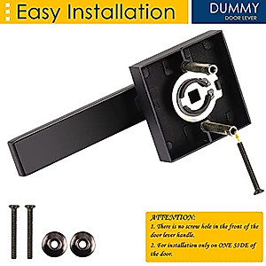 home improvement direct No Lock Dummy Door Lever, Single Sided Door Handle Without Lock for Interior Use, Non-Turning Matte Black Suqare Heavy Duty Lever Set 2 Pack