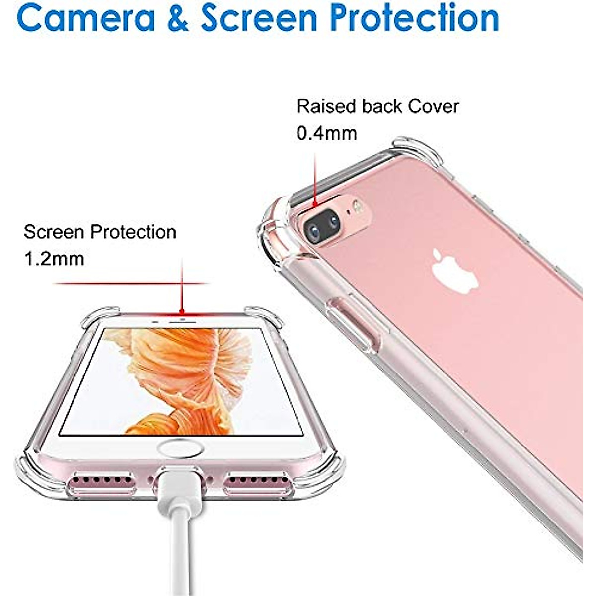 Folmeikat Compatible with iPhone 8 Plus Case, iPhone 7 Plus/iPhone 6 Plus/6s Plus Case Screen Protector Slim Shock Absorption Reinforced Corner Soft TPU Silicone Clear Case 5.5" (Clear)