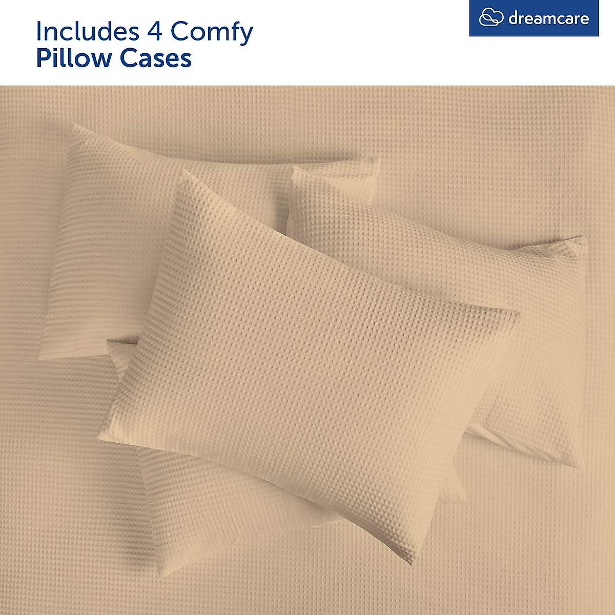 Waffle Duvet Cover Queen - Waffle Weave Duvet Cover, Queen Duvet Cover Set - Duvet Cover Queen Size - Cotton Duvet Cover 5-Piece Set, 1 Queen Duvet Cover + 4 Pillowcases For All Seasons - Khaki