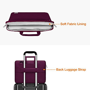 MOSISO Laptop Shoulder Bag Compatible with MacBook Air/Pro,13-13.3 inch Notebook,Compatible with MacBook Pro 14 inch 2023-2021 A2779 M2 A2442 M1, Polyester Sleeve with Back Trolley Belt, Burgundy