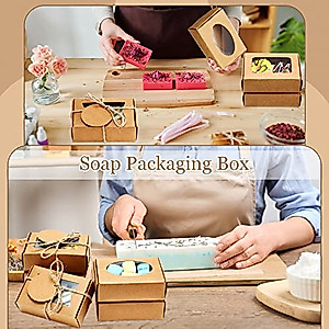Yexiya 60 Pcs Soap Packaging Boxes 3.54 x 2.36 x 1.18 Inch Mini Kraft Boxes with Window Soap Boxes for Homemade Soap Gift Packaging Box for Candy Chocolate Bakery Cookies Soap Packaging (Kraft Color)