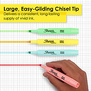 SHARPIE Tank Highlighters, Mild Pastel Colors, Assorted, Chisel Tip, 12 Count