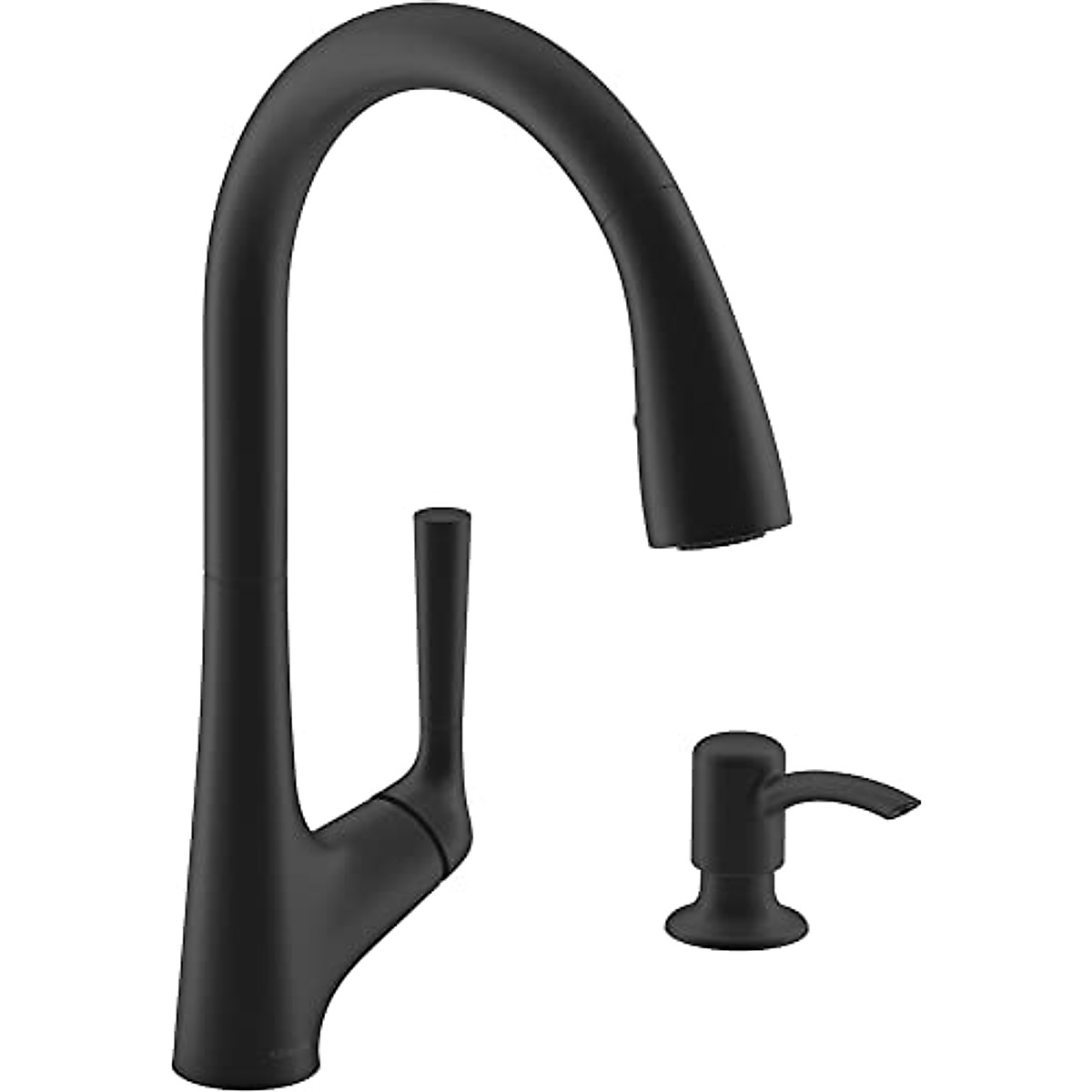 KOHLER R77748-SD-BL Malleco Touchless Pull Down Kitchen Sink Faucet with Soap/Lotion Dispenser in Matte Black