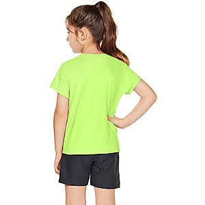 TSLA Youth Kids UPF 50+ Short Sleeve, Aqua Water Swimsuit Top, UV/SPF Surf Swim Shirt, Swim Shirt Lime, 8