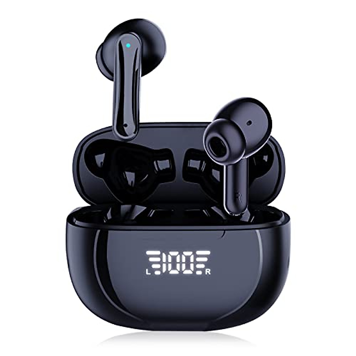 Wireless Earbuds Bluetooth Headphones 52H Playtime & LED Power Display Charging Case, IPX5 Waterproof Earphones, Deep Bass Headset with 4 Mic for Iphone Android Cell Phone Computer Laptop Sports