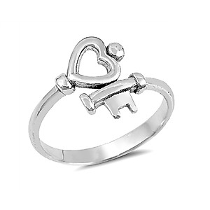 CloseoutWarehouse 925 Sterling Silver Key To My Heart Ring Size 9