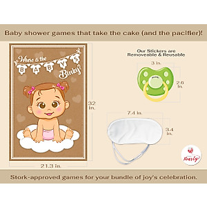 Party Hearty Funny Baby Shower Games for Girl, Pin The Pacifier on The Baby Game, Where is The Baby’s Binky, Pin The Dummy on The Baby