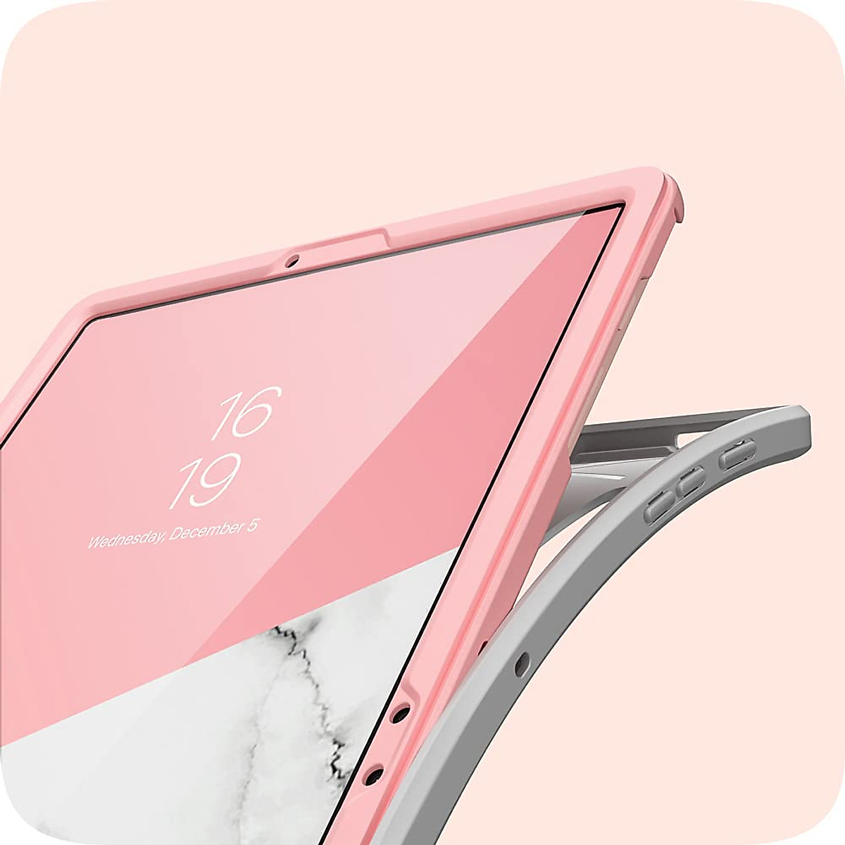 i-Blason Cosmo Case for Samsung Galaxy Tab S7 FE 12.4" 2021 Release Only, Full-Body Trifold with Built-in Screen Protector Protective Smart Cover with Auto Sleep/Wake & Pencil Holder (Marble)