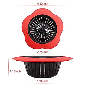 KUFUNG Sink Strainer, Basket Stainless Steel Bathroom Sink, Utility, Slop, Kitchen and Lavatory Sink Drain Strainer Hair Catcher (Red)…