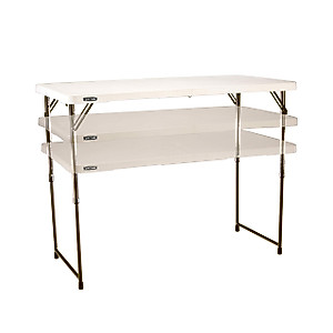 Lifetime 4432 4-Foot Half Adjustable Folding Table, Almond