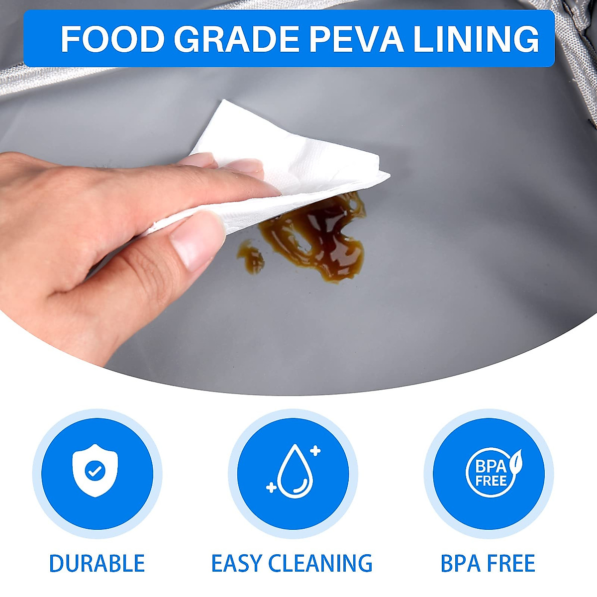 slticase Lunch Box for Men Women Adults, Insulated Lunch Bag for Office Work School Travel Picnic- Reusable Portable Soft Lunch box, School Thermal Meal Tote Bag Set Black