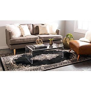 Unique Loom Reza Collection Traditional Persian Style Area Rug, 8 x 10 ft, Black/Beige